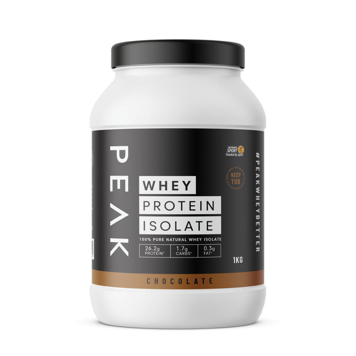 Whey Protein Isolate - 1kg Chocolate Tub | Peak Nutritionals